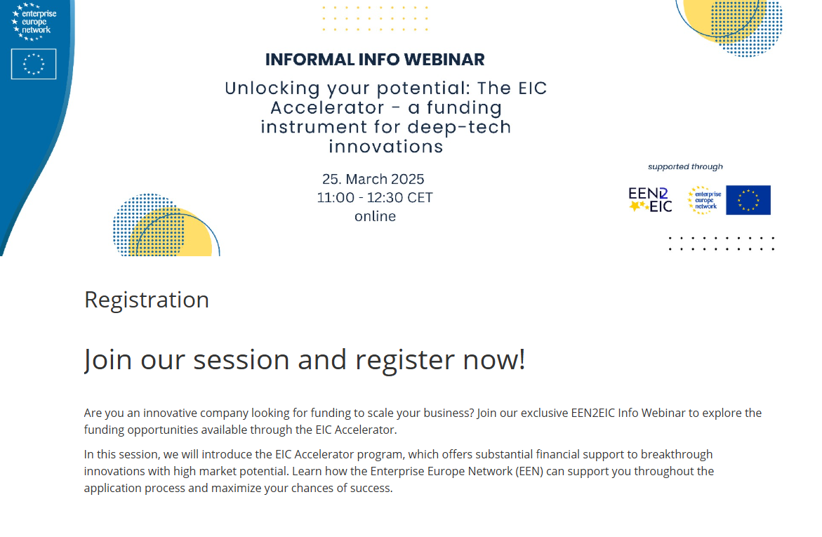Online Training Session on 25 March 2025: Unlock Funding Opportunities with the EIC Accelerator ...